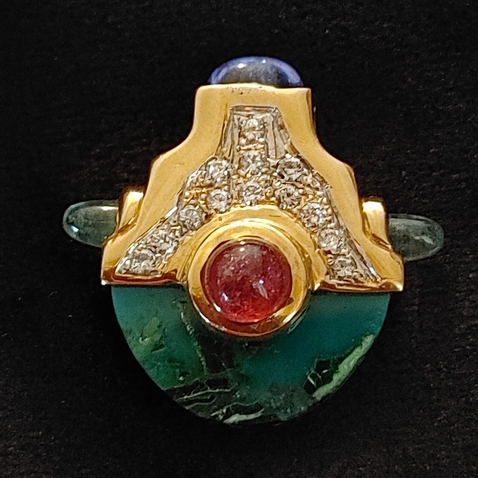 18k Gold Pave Diamond Ruby Amethyst Malachite Tourmaline Pendant | eBay