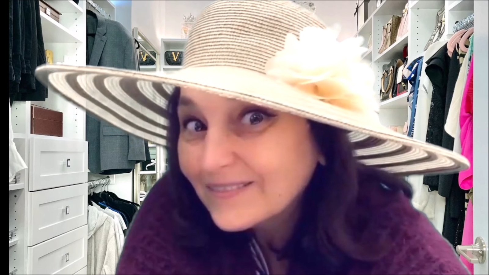 Nine West Packable Adjustable Super Floppy Spring Church Hat Flower ...