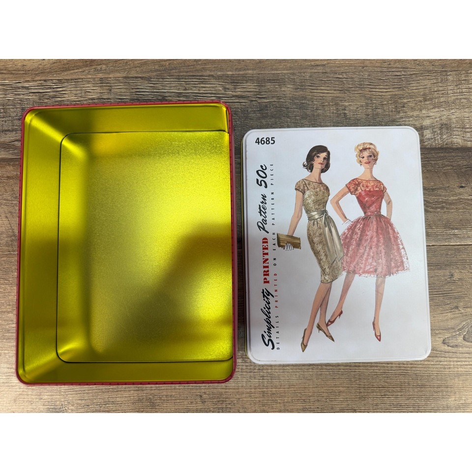 Simplicity Retro Design Storage Tin Box Sewing Pattern Tin #4685 ...