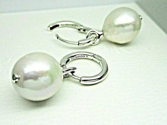 Authentic Pandora #299426C01 Freshwater Cultured Baroque Pearl Hoop ...