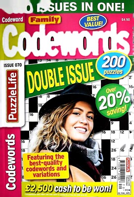 Family Codeword Puzzle Magazine Book issue 70 Double Issue 200 Puzzles ...