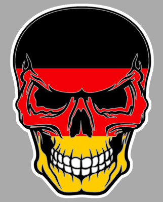 STICKER SKULL TETE DE MORT RFA RDA DRAPEAU ALLEMAND FLAG 9cm ...