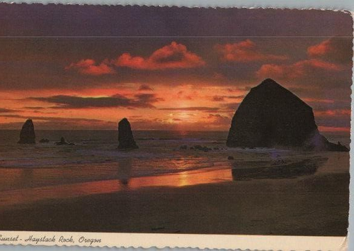 Sunset at Haystack Rock Oregon Continental Chrome Postcard1970s | eBay