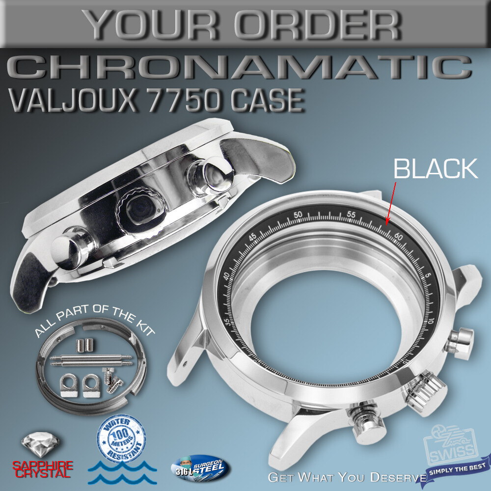 WATCH CASE CHRONOMATIC FOR MOVEMENT ETA VALJOUX 7750, STAINLESS STEEL ...