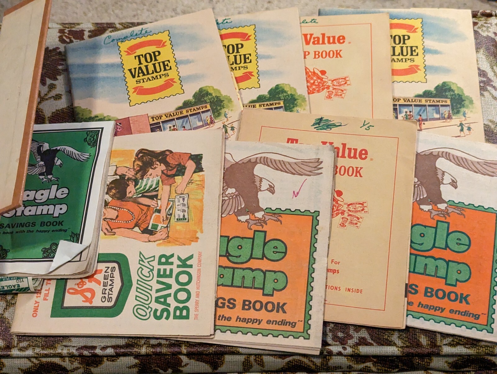 Lot Of 9 Top Value Eagle GREEN STAMPS Vintage Quick Saver Books | eBay