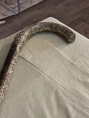 39 “ Vintage Folk Art Walking Stick Cane. Rattlesnake Skin Coveted ...