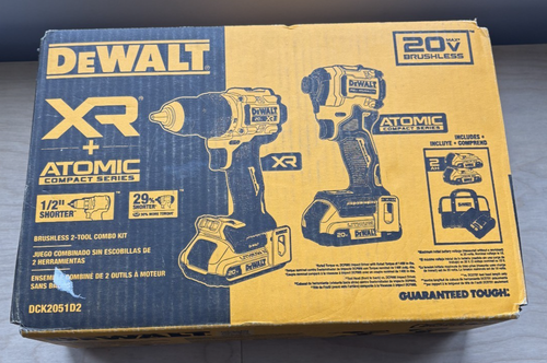DeWALT DCK2051D2 20V XR + Atomic Compact Drill Set - DCD800,DCF850, 2x ...