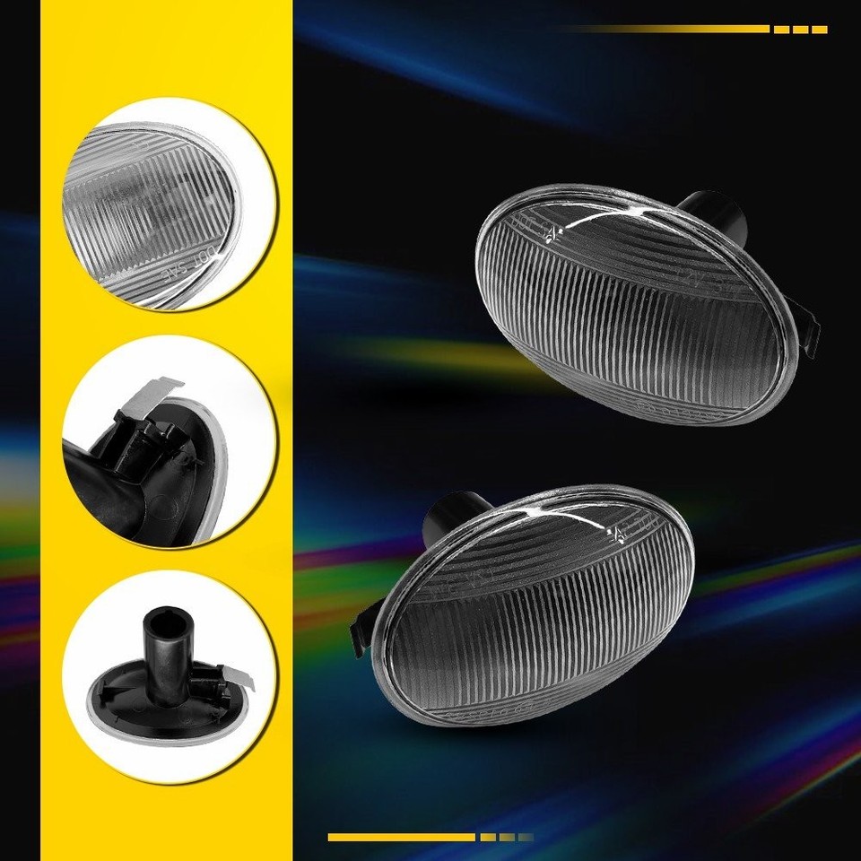 Pair Lens Clear Front Side Marker Light Fit 2005-2015 MINI R55 R56 R57 ...