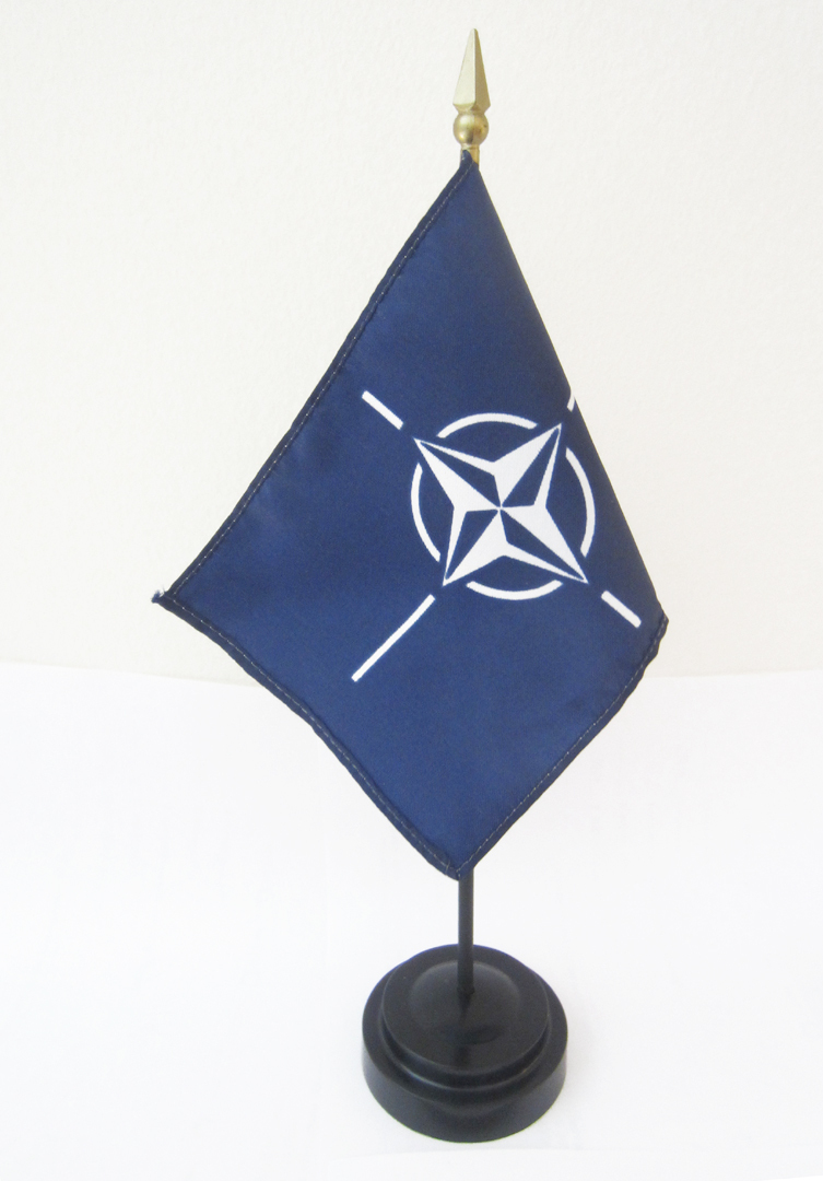 NATO Desk Flag 4" x 5-1/2" With Base / Stand - 11" Tall | eBay