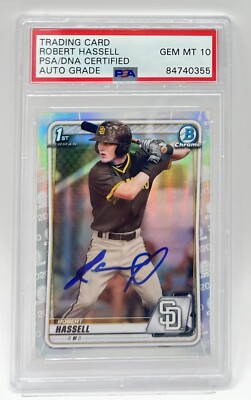 Robert Hassell Signed 2020 Bowman Chrome Draft Refractor PSA/DNA 10 ...