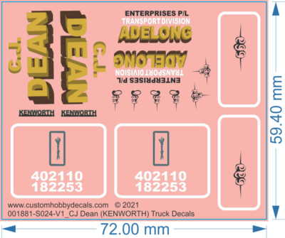CJ Dean Truck Decals - 1/24 - Water Decals | eBay