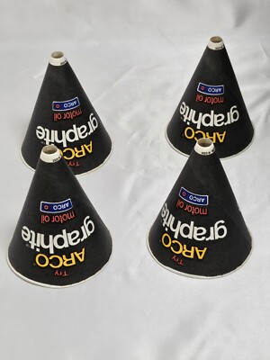 ARCO GRAPHITE MOTOR OIL 4 pieces Paper Cones Funnels Disposable Vintage ...