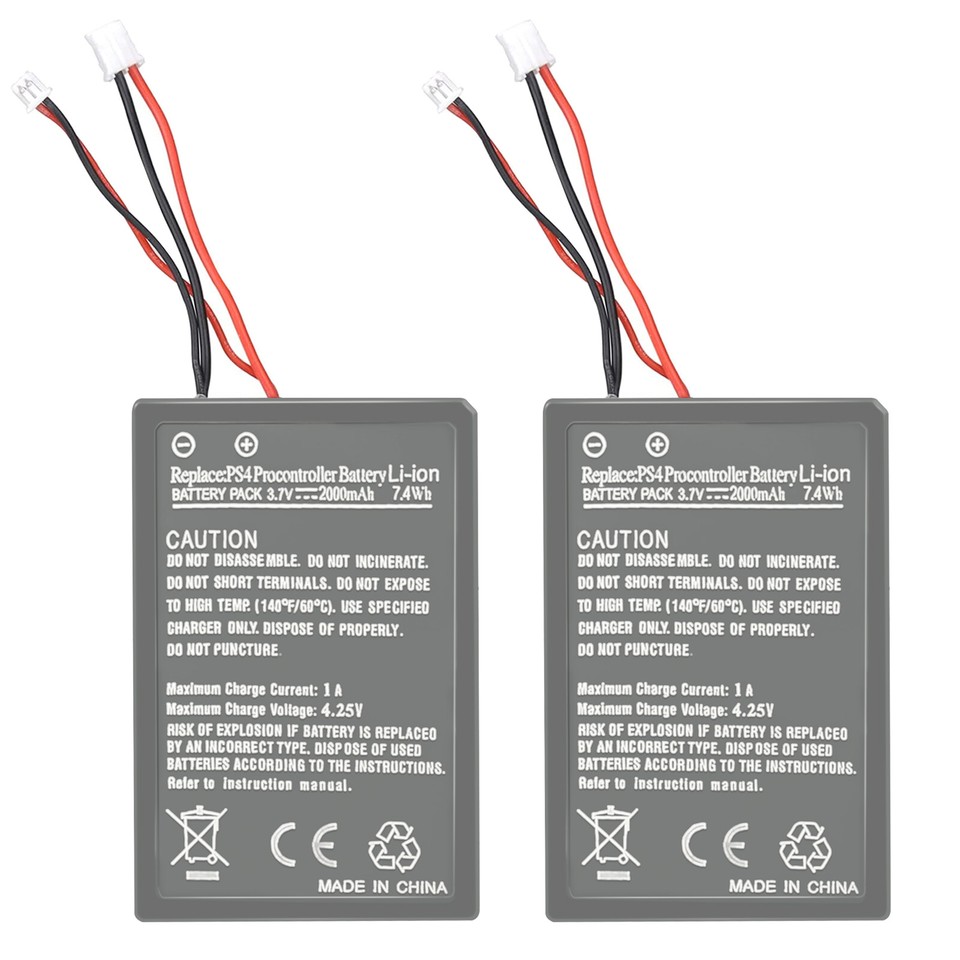 2x 2000mAh Rechargeable Battery for Sony PS4 Playstation 4 Controller ...