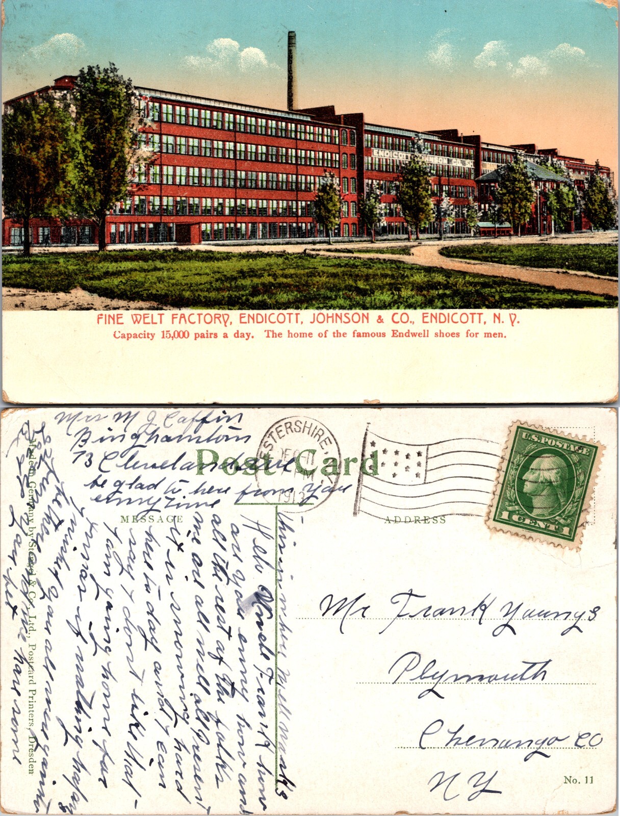 Endicott Johnson Shoe Factory Exterior Endicott New York Postcard | eBay