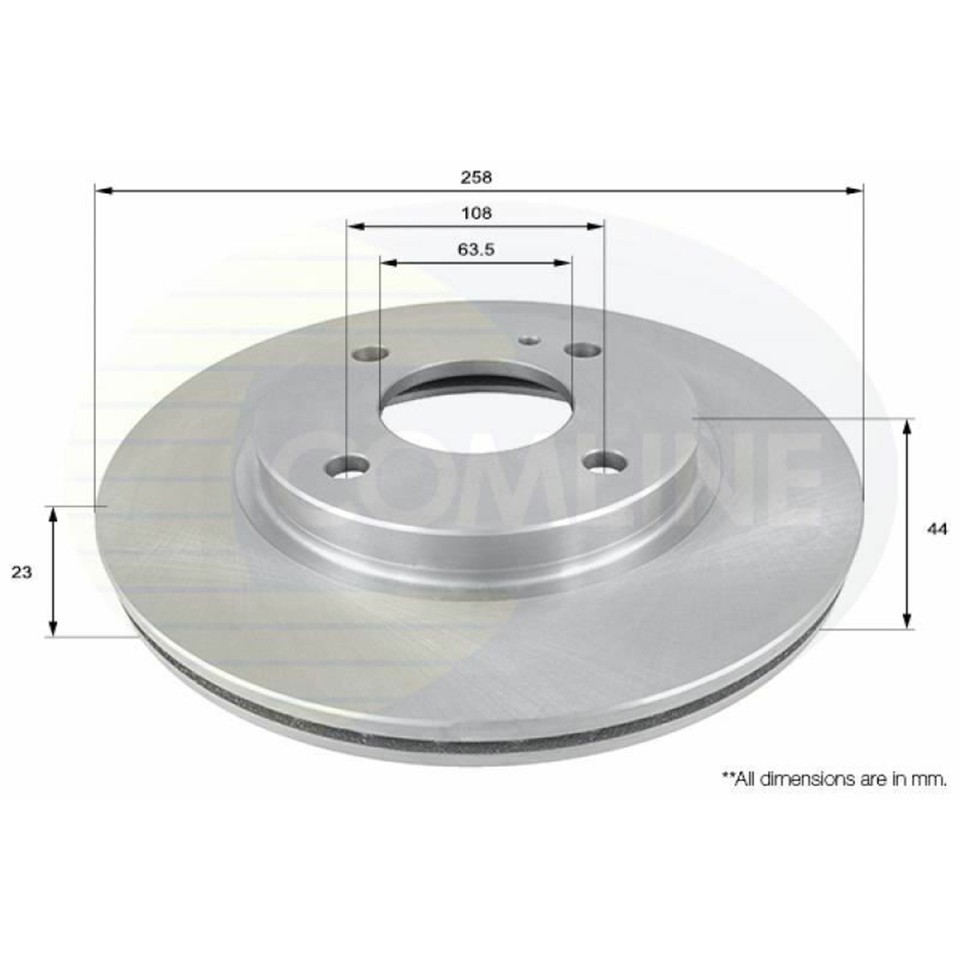 COMLINE Brake Disc Single Fits: FORD FIESTA Mk6 1.0 Front 2012 > 258mm ...