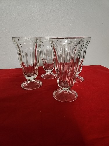 Milk Shake Sundae Glass Ice Cream Float Soda Fountain 7" Tall Set Of 4 ...