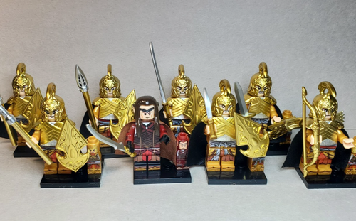Custom Lego Lord of the Rings Elrond & High Elf Army Minifigures 8 Pack ...