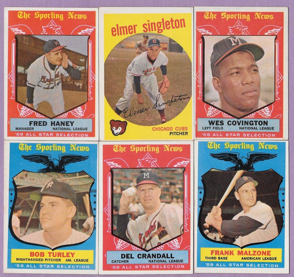 1959 Topps Stars & High Numbers lot: Ford Spahn Kaline Banks Colavito ...