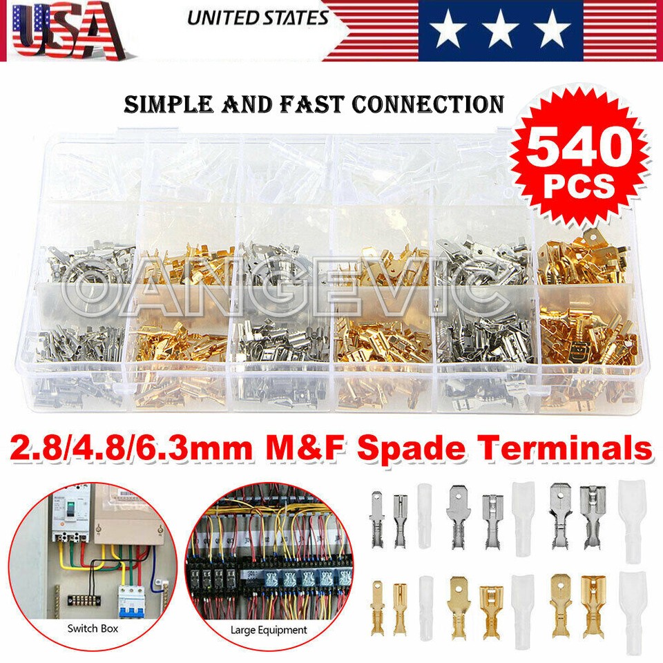 900X Assortment Male Female Spade Terminals Electrical Wire Crimp ...
