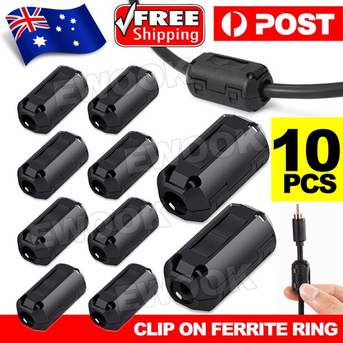 10x 5mm Clip-on Ferrite Ring Core Ferrite Bead Choke EMI Filter Cable ...