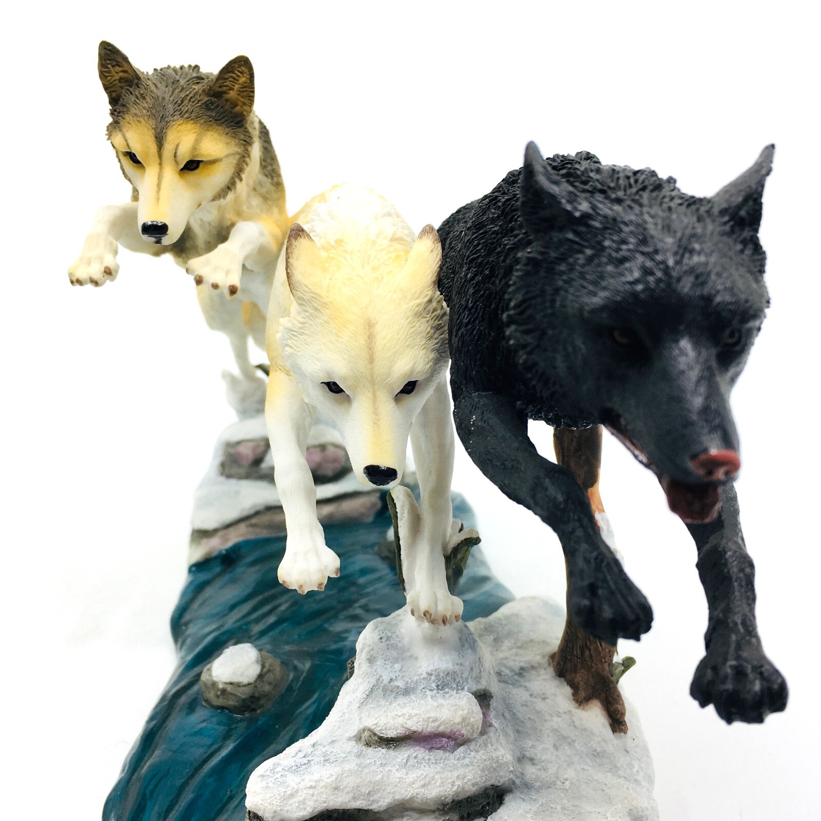 Three Wolves Running on Ice Statue | Wolf Figurine | Wolf Decor | Wolf ...