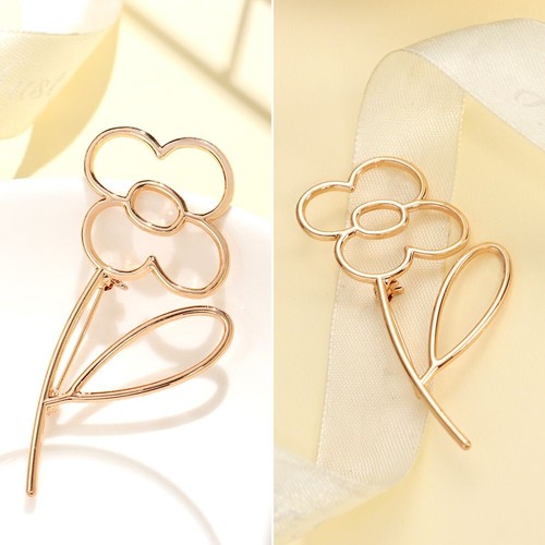 Women Simple Pin Scarf Buckle Alloy Fashion Flower Brooch Hollow ...