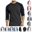 Mens T-Shirt Sports Active Team 3/4 Sleeve Baseball Raglan Crew Neck ...