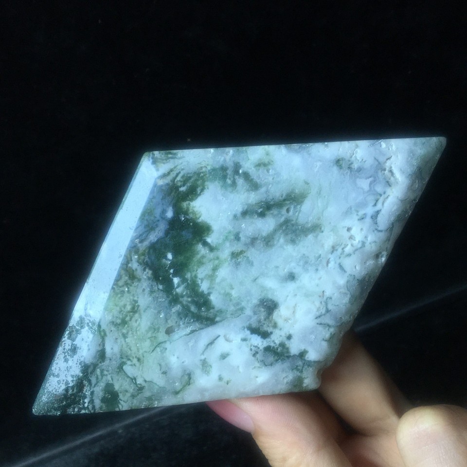 TOP 176g Natural Water grass agate Mineral hand Rhombus Crystal ...