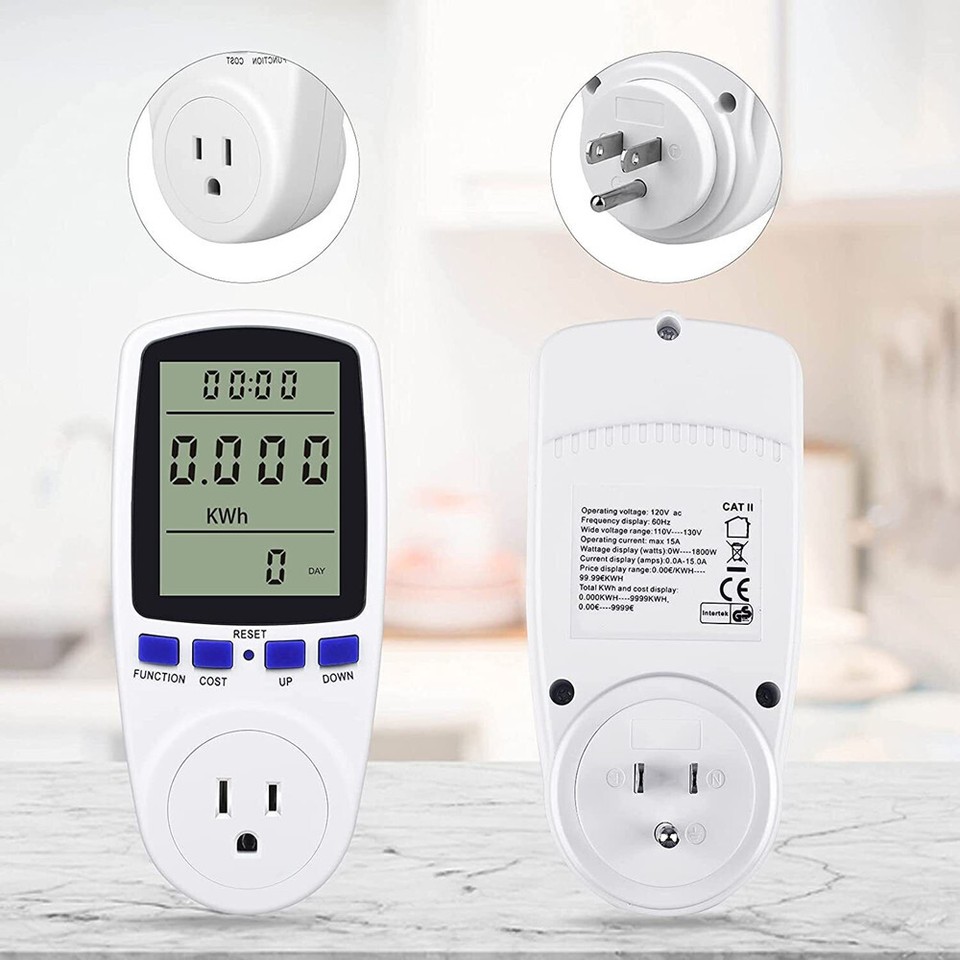 LCD Digital Outlet Power Meter Energy Monitor Volt Watt Electricity ...