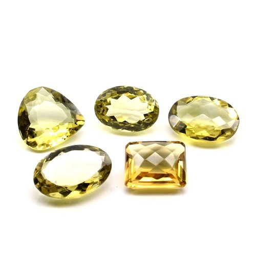 119Ct 5Pc Lot De Gemmes En Quartz Jaune Citron Naturel En Coupe Ovale ...