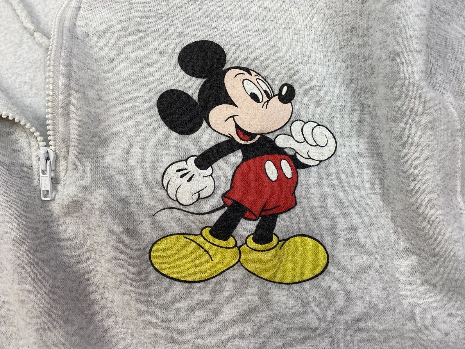 Vtg Disney Designs 1/4 Zip Mickey Mouse Gray Sweatshi… - Gem