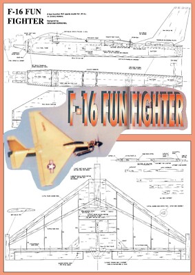 AMI Model Airplane Plans (RC): F-16 Fun Fighter 32" Wingspan for .10 ...