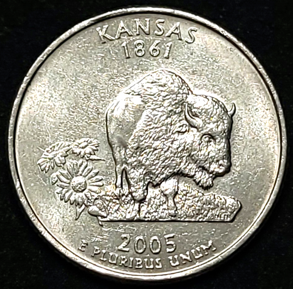 2005P KANSAS State Quarter - Die grease Error - "In God We rust" | eBay