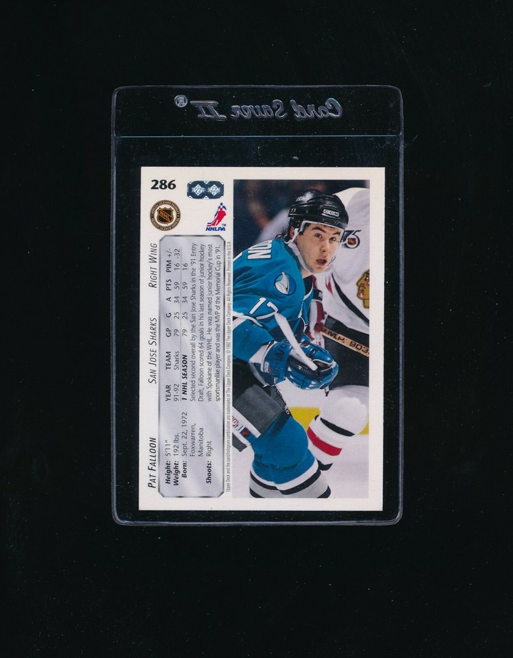 1992 93 UD Upper Deck hockey #286 Pat Falloon signed autograph very ...