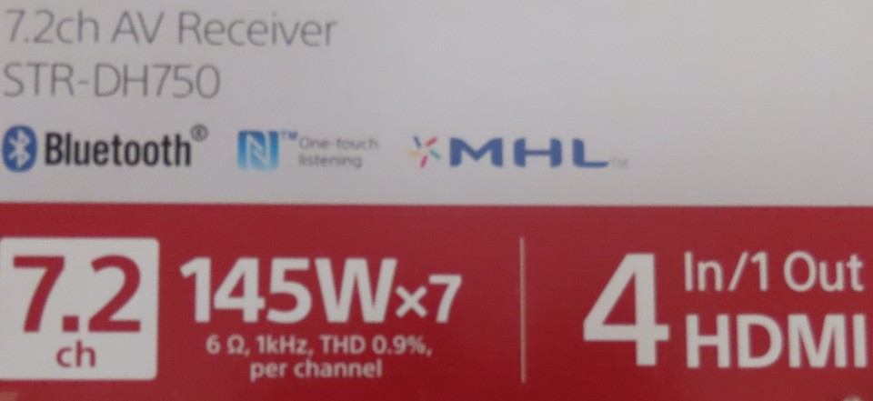 Sony STR-DH750 M 120V 7.2ch AV Receiver 145Wx7 3D 4K HD Used 1 yr. With ...