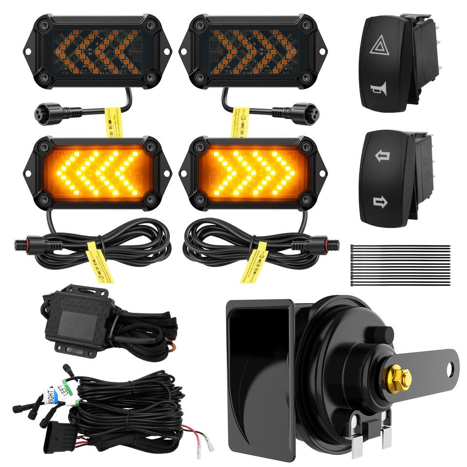 UTV Turn Signal Kit w/110D Horn Arrow-Flow Blinker Rock Switch Street ...