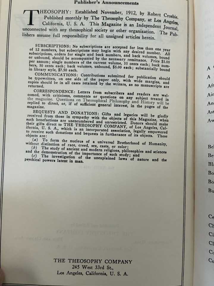 Theosophy: A Magazine Devoted to the Path Vols 23-28, 42 1934-1954 HC ...