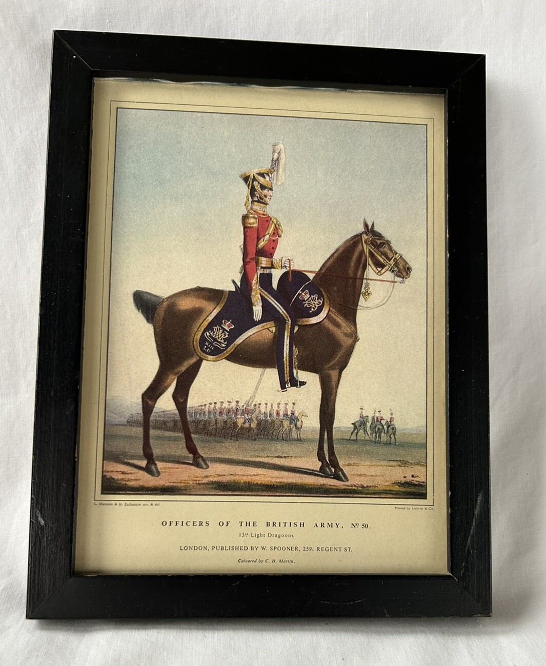 Vintage Framed Officers of the British Army 13th Light Dragoons Print ...