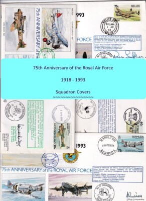 1993 RAF 75th Anniversary Flown Squadron Covers FDC Cancelled Various ...