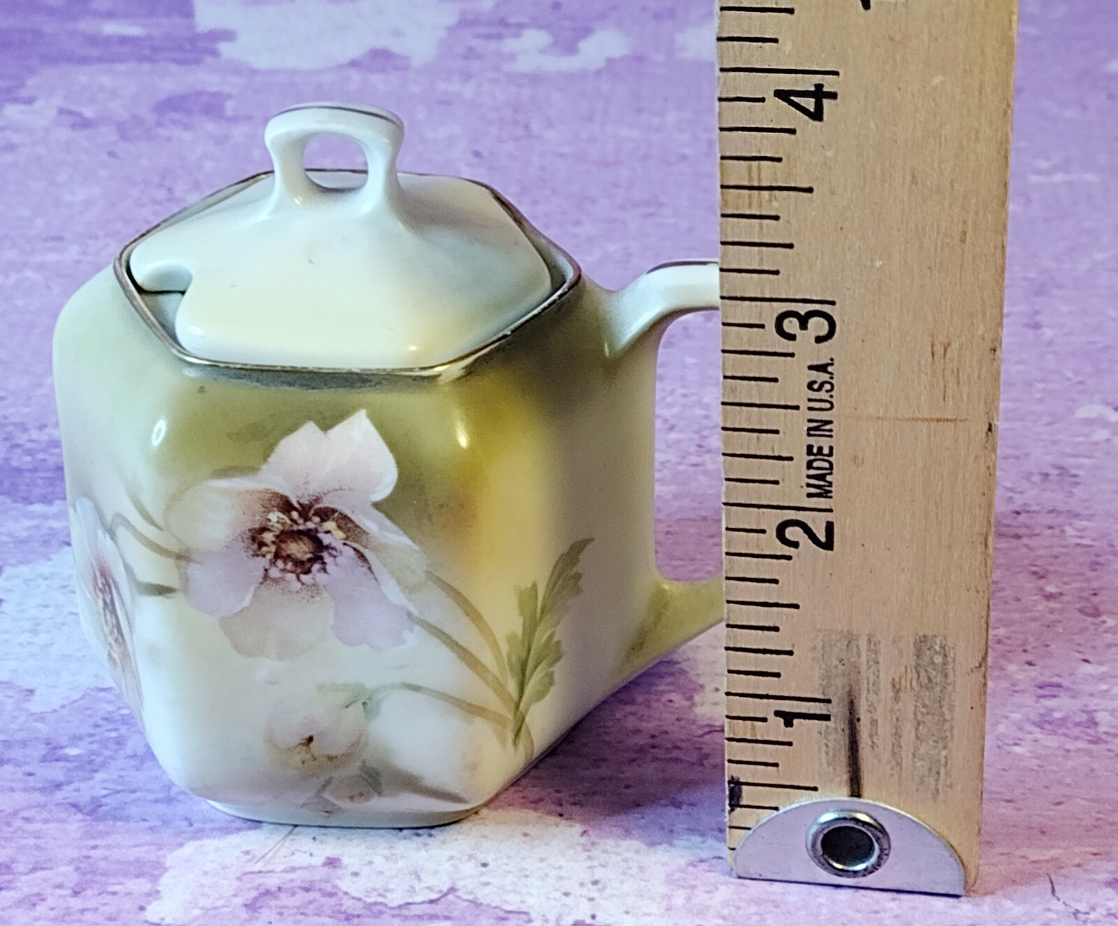 Mustard Condiment Jar Vintage RS Germany Jam Jelly Pot Flowers Floral ...