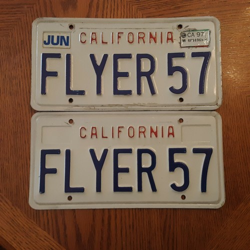 1997 California License Plate Pair "FLYER 57" - Unique | eBay