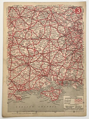 1950s Wonderful Britain map, Places to visit, Oxford Portsmouth ...