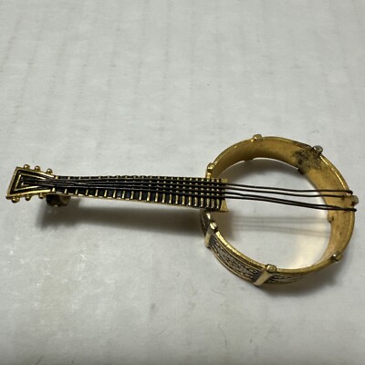 Vintage Banjo Gold tone Pin Brooch Made In Spain | eBay