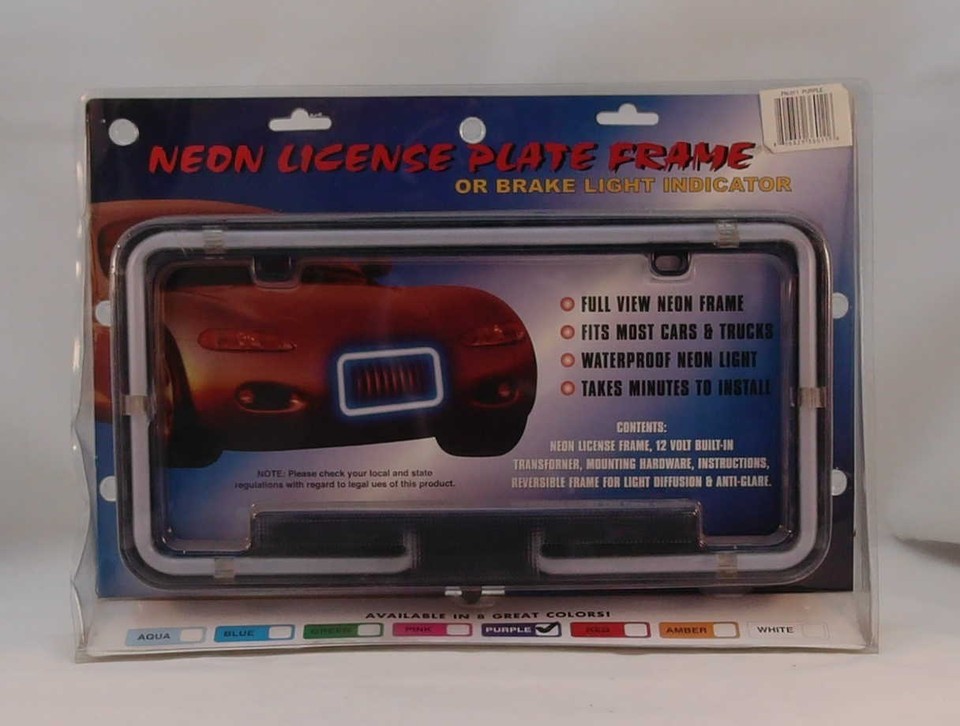 Universal 12V Purple Car Pickup Neon License Plate Frame Front Rear Tag ...