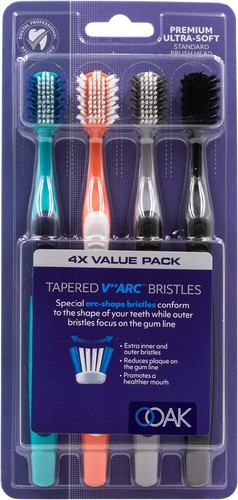 Ooak Toothbrush, Tapered V++Arc Soft Bristles, Standard Brush Head 4 ...