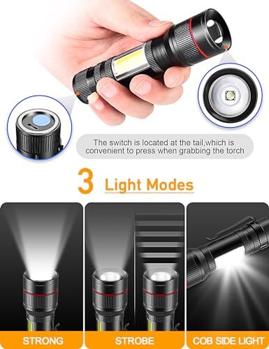 LED Flashlight 1500 Lumens 2 Pack USB Rechargeable Super Bright Magnet ...