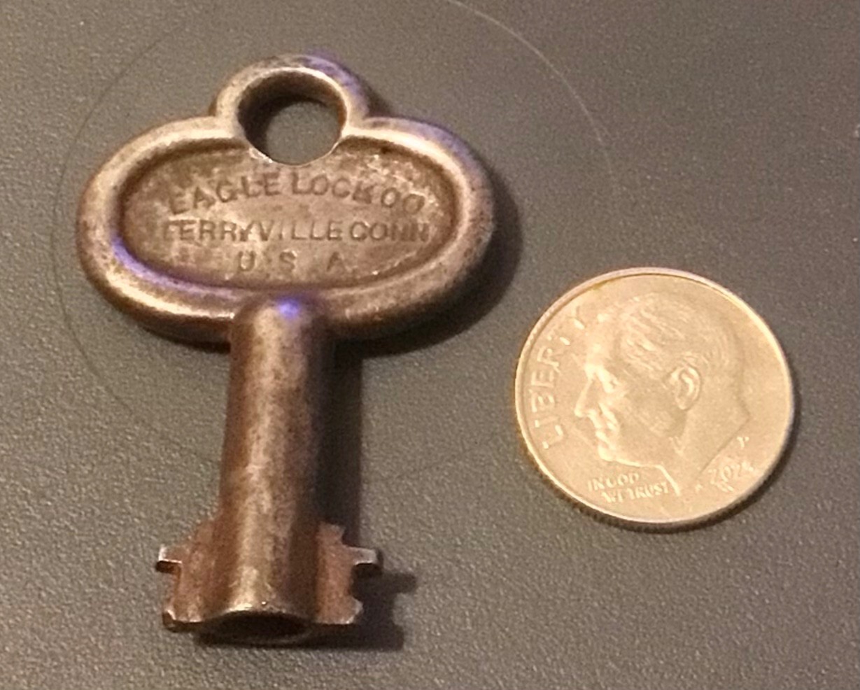 Antique Double Bit Barrel Key Eagle Lock Company # 63L7 Terryville Conn ...