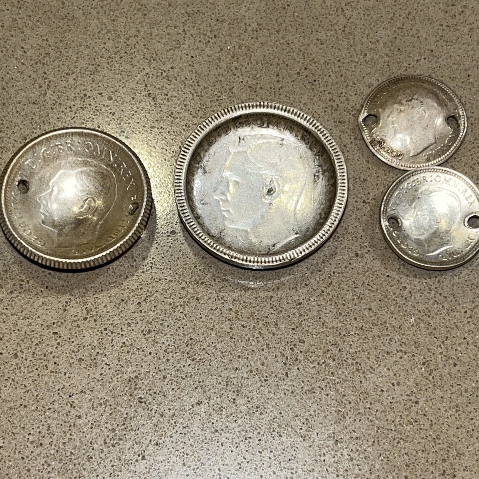 Lot4 1943-44 Australian Florin Shilling Coin King George VI Coin .925 ...