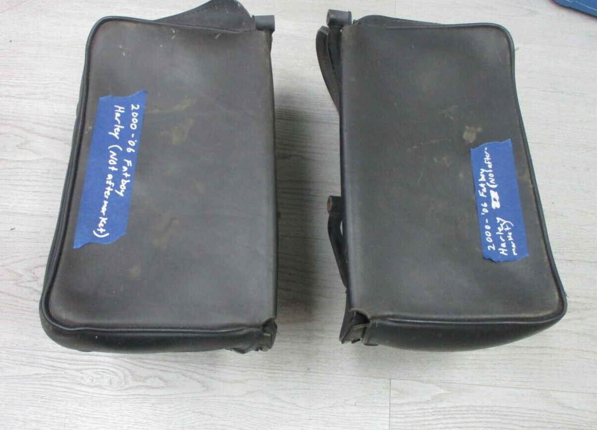 HARLEY DAVIDSON OEM - 84-17 Fatboy Leather Panniers Saddlebags 91539-00 ...