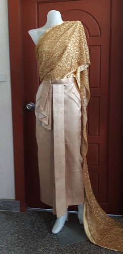 Traditional Thai Costume Wedding Dress Wrap Sinh Skirt Cloth Carnival ...